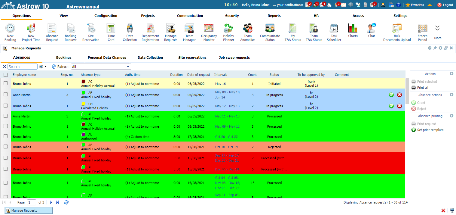 Manage Absence Requests