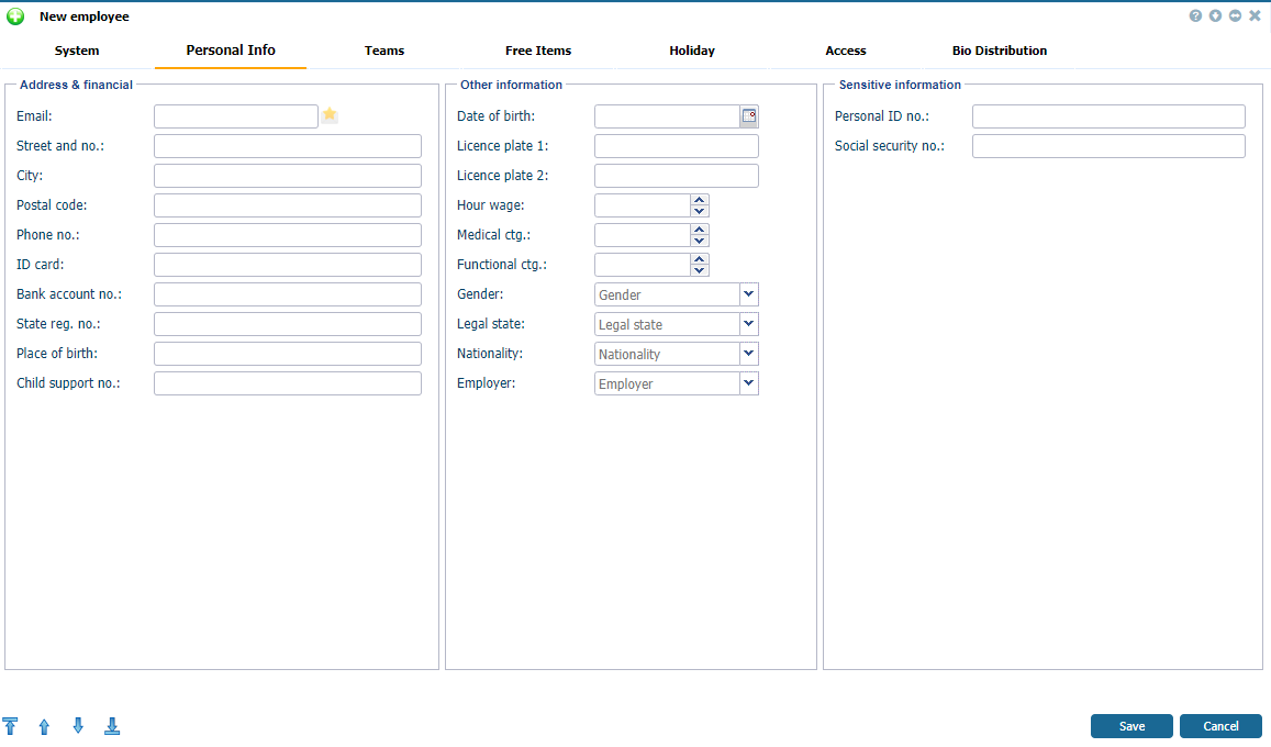 Tab Personal Info - Add and Edit an Employee Personal Info