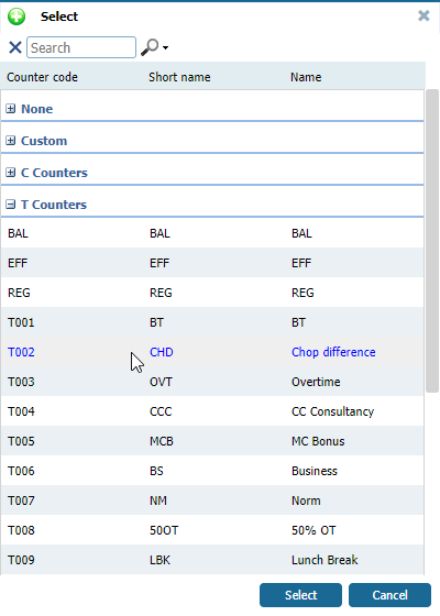 Tab Timecard interface